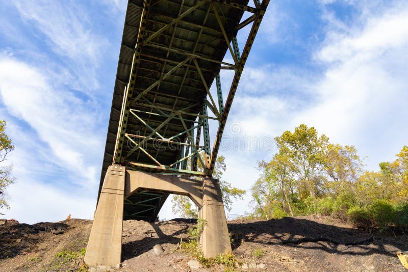 View of the Underside of a Bridge with Peeling Paint, Heavy Rust ...