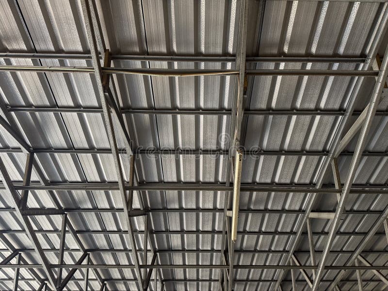A View of the Underside of a Metal Roof Structure Stock Image - Image ...