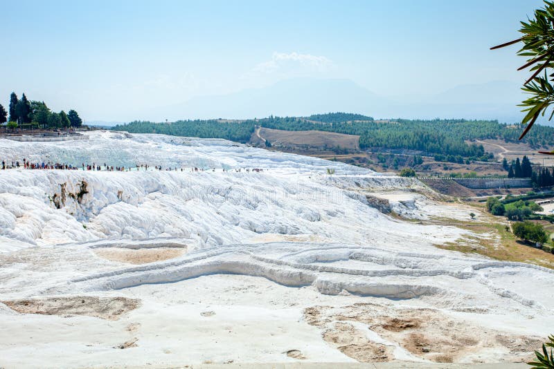 View of the Unique Pamukkale Natural Complex with White Cliffs. Stock ...