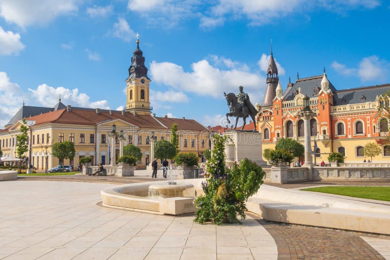 View of Unity Square in the Old Town of Oradea, Western Transylvania ...