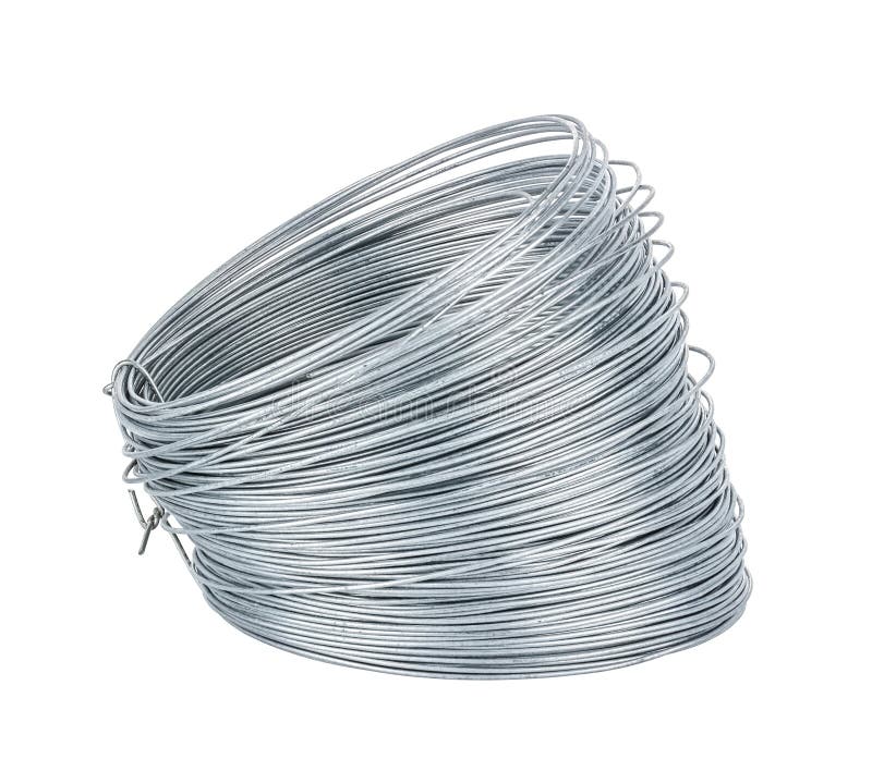 Coil of Thin Steel Galvanized Wire Isolated on White Background Stock ...