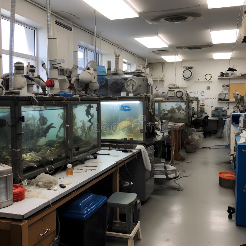 A View of a University Oceanography Lab with Tanks of Sea Created with ...