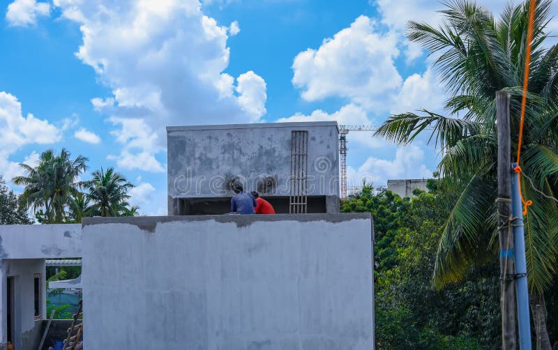 View of Unknown People Working at the Construction Site of a New ...