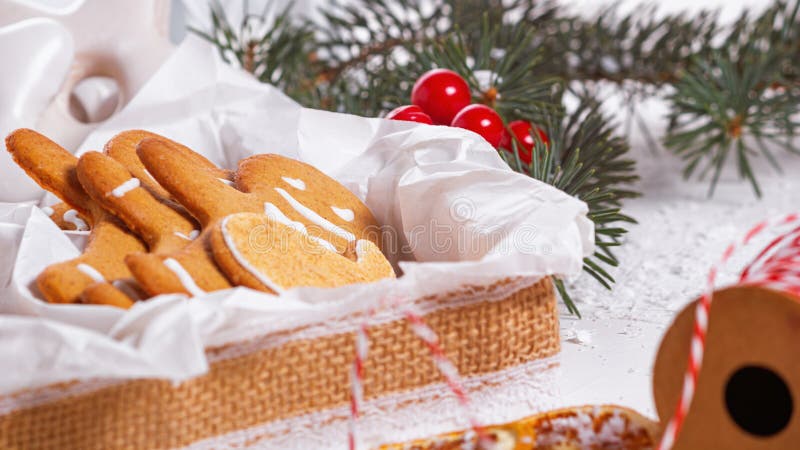 View of the Unpacked Christmas Present with Sweets Against the ...