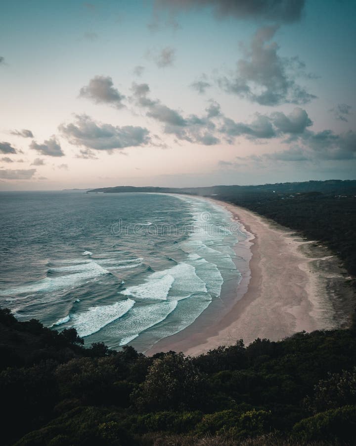 Beach in Byron Bay Australia Stock Image - Image of small, colorful ...