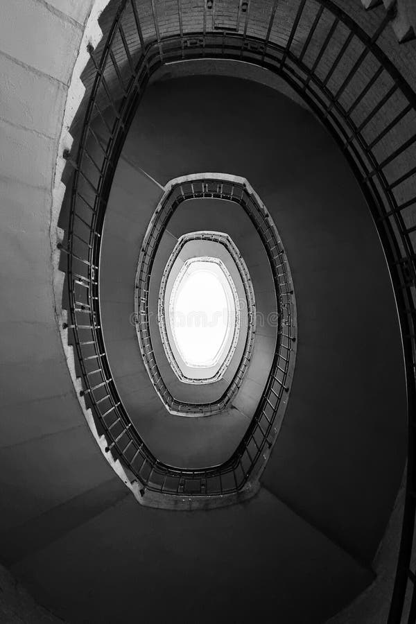 View Up of the Steep Spiral Staircase in the Building. Stock Photo ...
