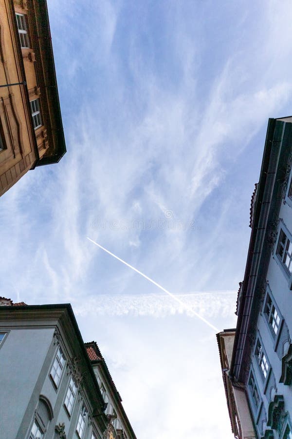 .view Up between Three Buildings and the Sky Stock Image - Image of ...