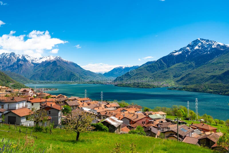 Panorama of Lake Como from Dongo. Stock Photo - Image of factories ...