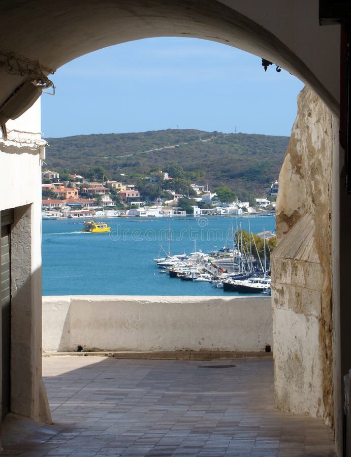 View from the Urban Streets of the Port Mahon Stock Photo - Image of ...
