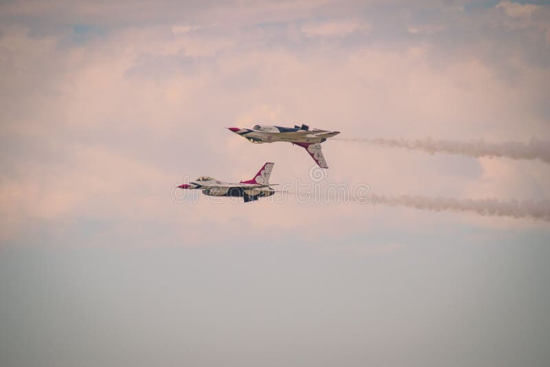 View of the US Air Force Thunderbird Airplanes Performing an Air Show ...