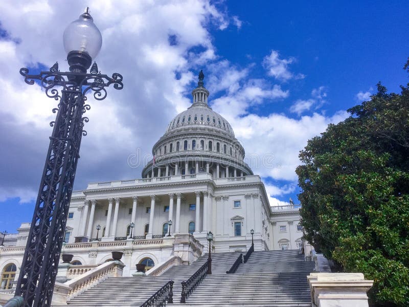 US Capitol Building and Street Light in Washington DC Stock Photo ...