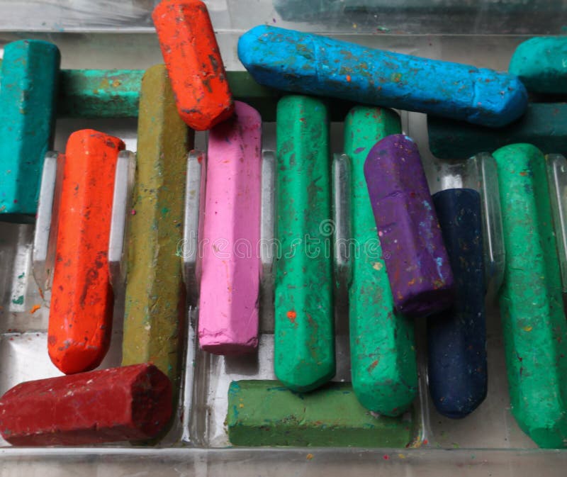 View of used pastel crayon stock image. Image of pastel - 207807721