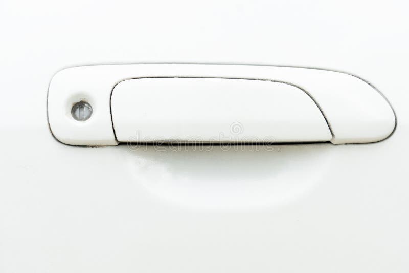 View of a Used White Car Door Handle. Stock Photo - Image of cracked ...