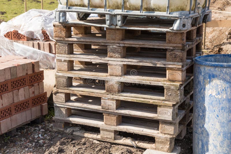 View of a Used Wooden Pallets Stock Photo - Image of nature, object ...