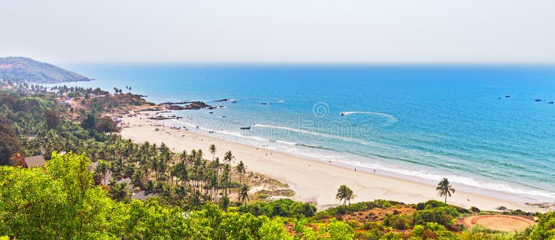 Top View of Vagator Beach from Chapora Fort Stock Image - Image of fort ...