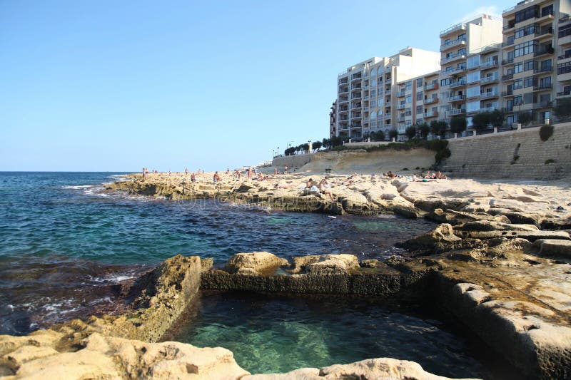 View of Valetta from the Shore of Sliema, Malta Stock Photo - Image of ...