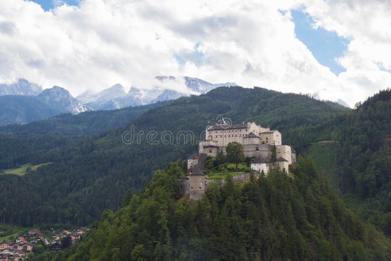 View of Valley in Austrian Alps with Hohenwerfen Castle Stock Image ...