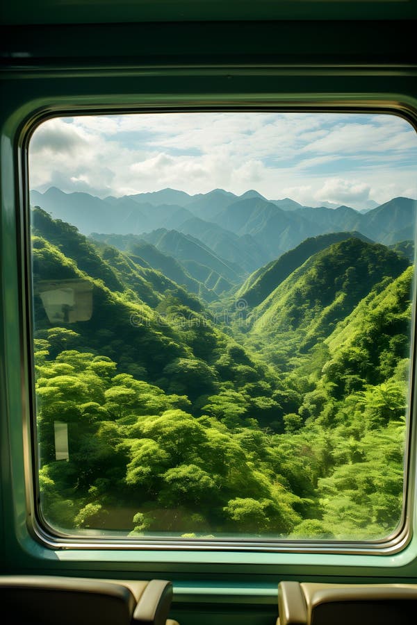 A View of a Valley from a Train Window.Window View from Train Window ...