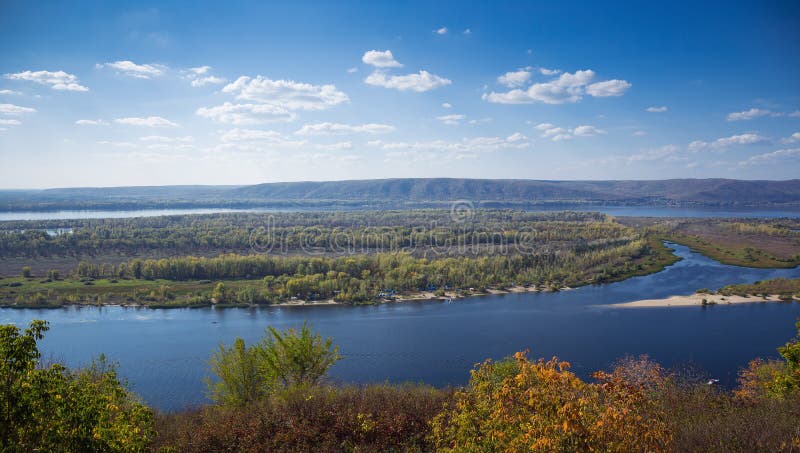View of the Valley of the Volga River on the Sunset Stock Image - Image ...