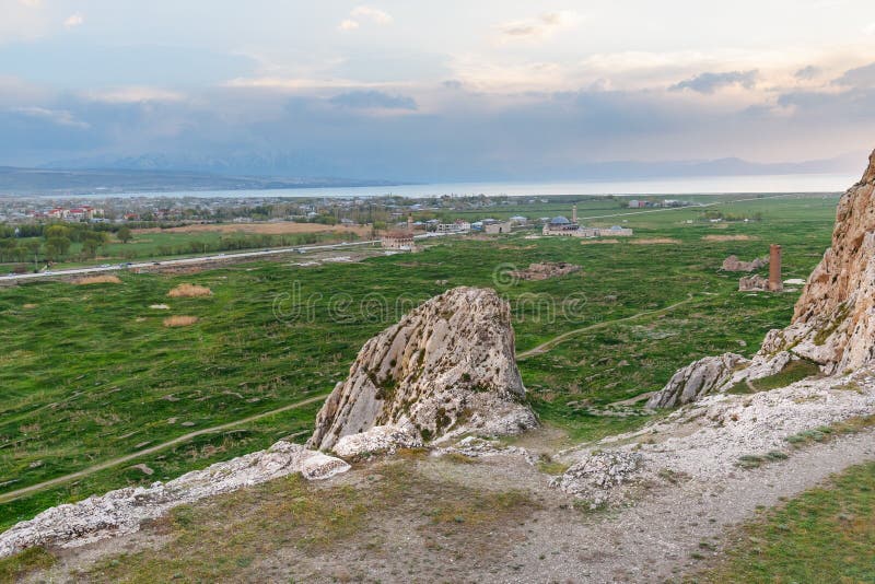 View from Van Castle on Sunset. Turkey Stock Image - Image of hill ...