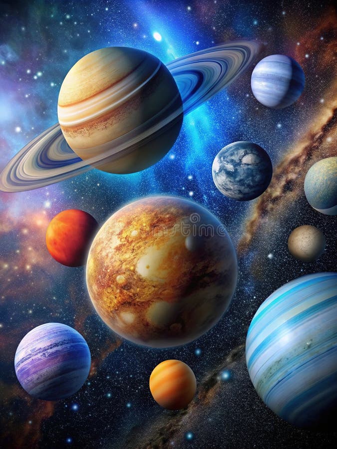 View of Various Planets in Deep Space. Deep Space. Stock Illustration ...
