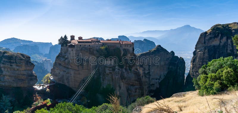 View of the Varlaam Monastery and Landscape of Meteora Stock Image ...