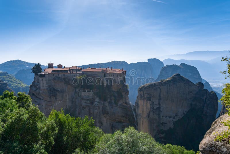 View of the Varlaam Monastery and Landscape of Meteora Stock Photo ...