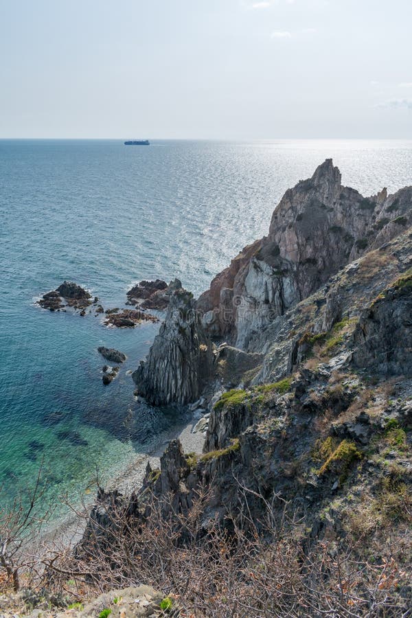 View of the Vastness of the Pacific Ocean from the High Seashore. Stock ...