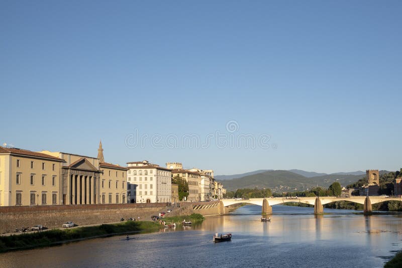 View from the Vecchio Brige, Florence, Italy, 4 September 2019 ...