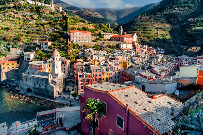 View of Vernazza stock photo. Image of apartments, cinque - 29246838