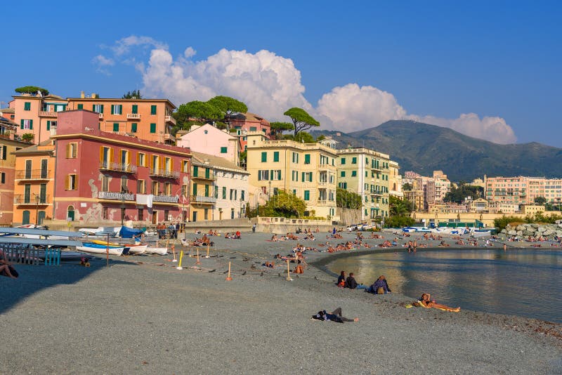 View of Vernazzola Beach in Genoa. Italy Editorial Stock Image - Image ...