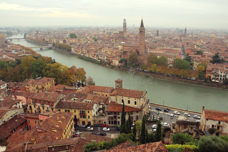 View of Verona stock image. Image of season, roof, bridge - 61860125
