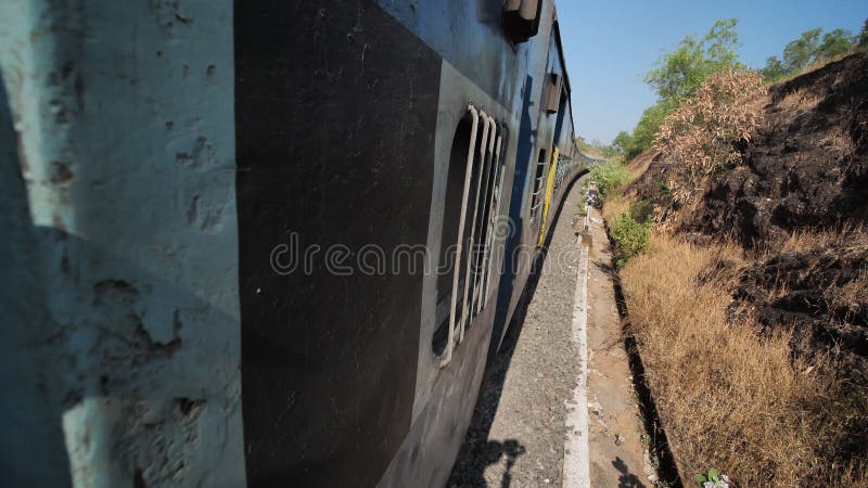 View from the Vestibule on the Tail of an Indian Train. Stock Video ...