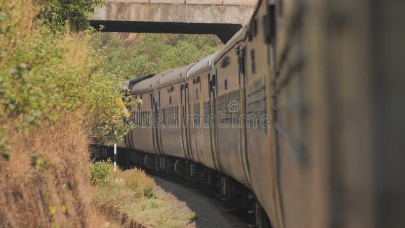 View from the Vestibule on the Tail of an Indian Train. Stock Video ...