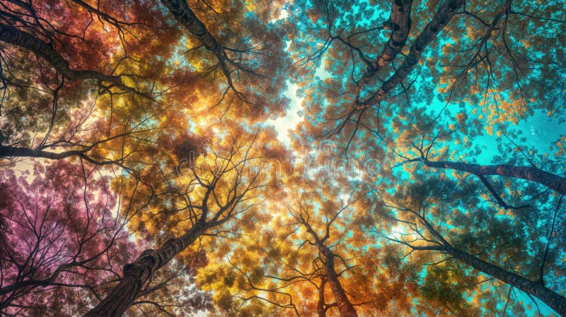 A View of a Vibrant Forest Canopy from Below Stock Illustration ...
