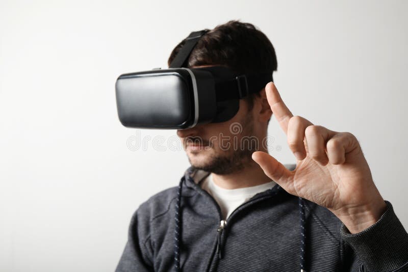View 360 Videos and Games in the Headset of Virtual Reality Stock Image ...