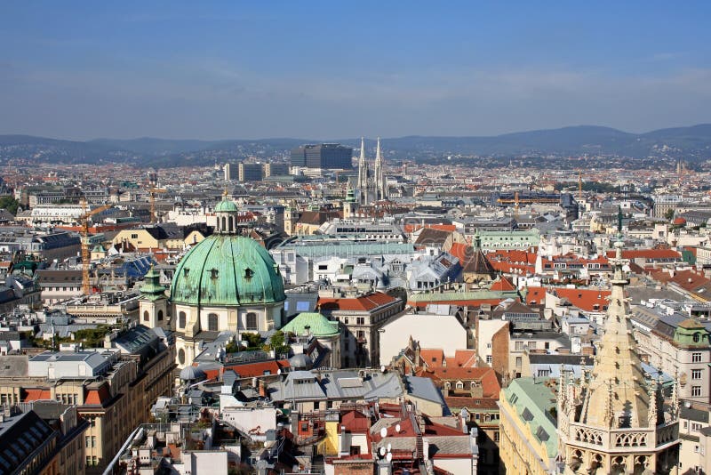 Panoramic View of Vienna City Stock Image - Image of hill, austrian ...