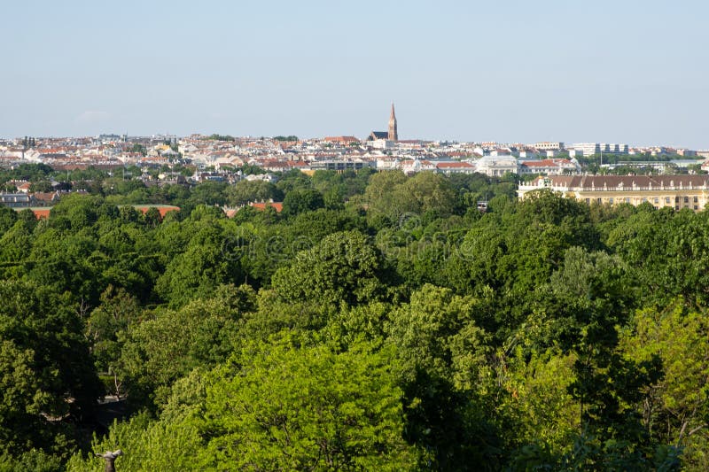 View of Vienna Austria, Beautiful Postcard Forest and City Stock Image ...