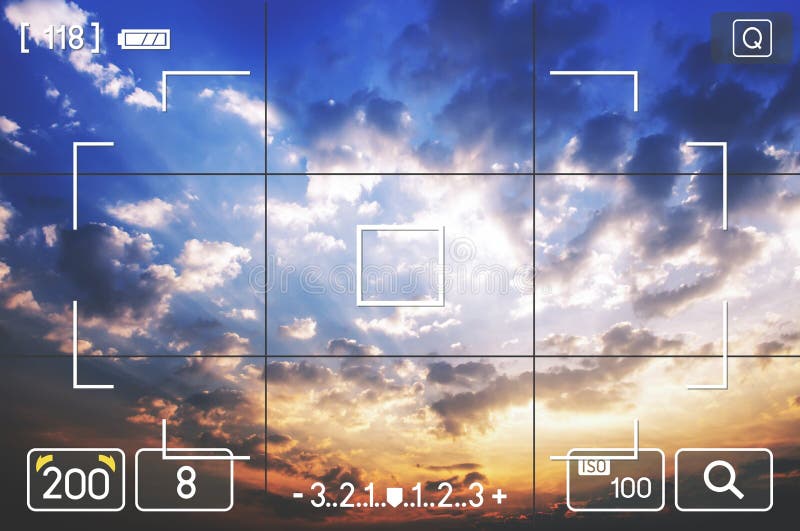 View through Viewfinder during Taking Photos of Sky Background Stock ...