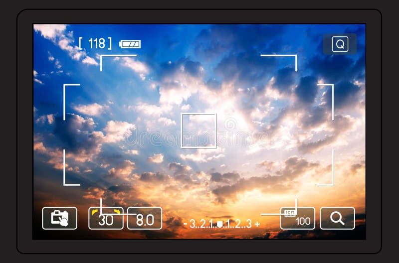 View through Viewfinder during Taking Photos of Sky Background Stock ...