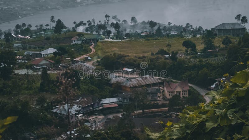 View of a Village on the Edge of the Lake Above Solok Stock Photo ...
