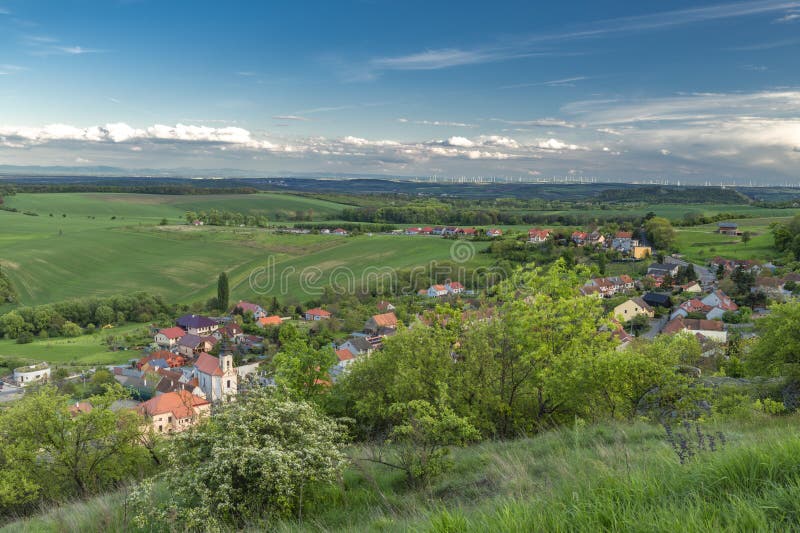 View for Village in Evening with Green Fresh Color in Klentnice CZ 04 ...