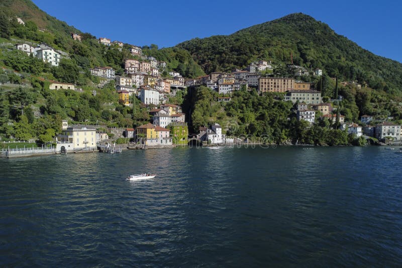 View of the Village of Nesso on Lake Como Stock Image - Image of scenic ...