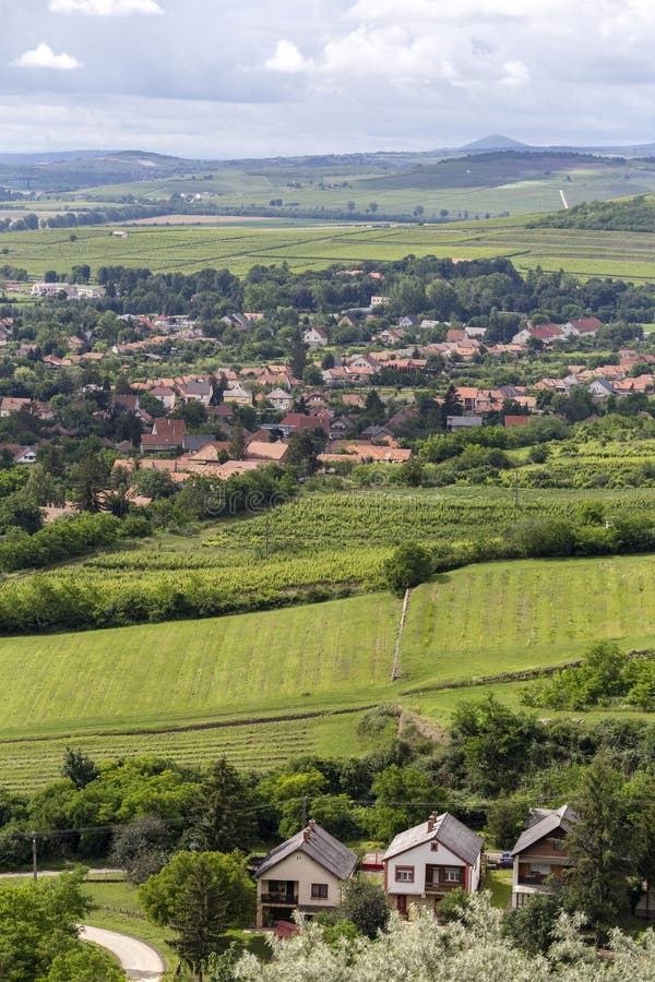 View of the Village Tarcal from the Blessing Christ Statue Stock Image ...