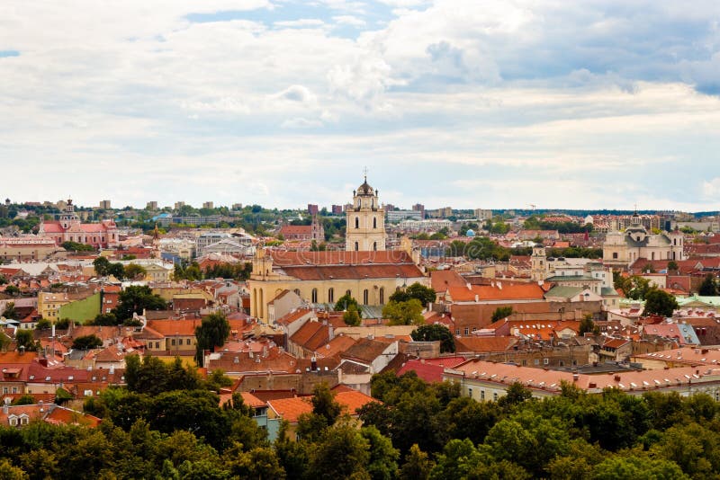 Vilnius Old Town Top View, Lithuania (Panorama) Stock Image - Image of ...