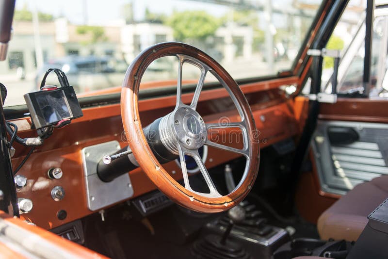 A View of a Vintage Suv Interior and Car Wheel Stock Photo - Image of ...