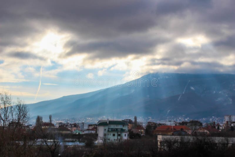 A view of Vitosha mountain stock image. Image of rays - 269484139