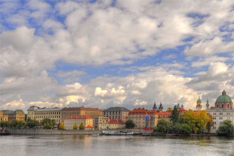 View of Vltava river stock image. Image of tops, clay - 25195933