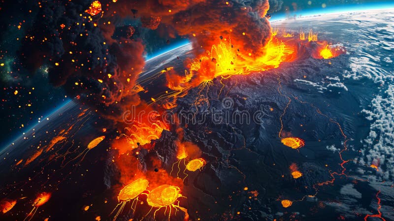 A View of a Volcano Erupting from the Earth Stock Photo - Image of ...