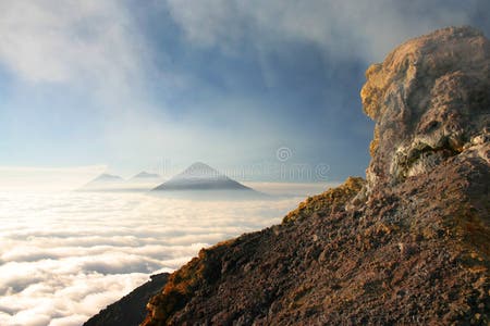 View from the Volcano. Volcano Over a See of Clouds Stock Image - Image ...